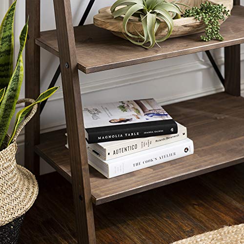 Walker Edison X Back Modern Farmhouse Wood Bookcase Bookshelf Home Office Living Room Storage, 4 Shelves, Brown