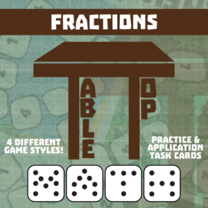 tabletop math -- fractions -- game-based small group practice