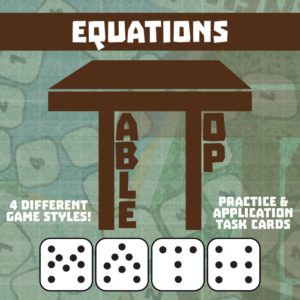 tabletop math -- equations -- game-based small group practice