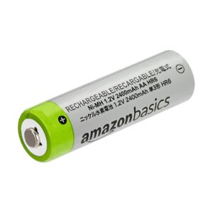 Amazon Basics 4-Pack Rechargeable AA NiMH High-Capacity Batteries, 2400 mAh, Recharge up to 400x Times, Pre-Charged