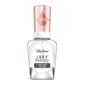 sally hansen color therapy™ beautifiers high gloss top coat, glossy, 35 fl ounce, top coat nail polish, top coat for nails, nail strengthener, nail strengthening polish, argan oil