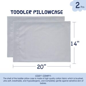 EXQ Home Toddler Pillowcases 14x20 Travel Pillow Case Set of 2, Small Pillow Case Fits Baby Pillow Sized 12x16, 13x18, Kids Pillowcases 2 Pack Machine Washable with Envelope Closure(Light Grey)