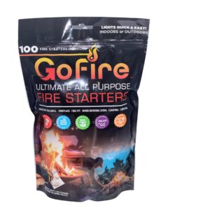 GOFIRE: Ultimate All Purpose Fire Starter- Non-Toxic, Earth-Friendly, Portable, Weather-Proof Fire Starter for Camping, Hiking, Backpacking, Fireplaces, Wood Stoves and More! 100 Fire Starters