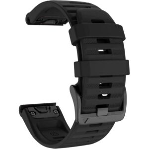 YOOSIDE Quick Easy Fit Watch Band for Garmin Fenix 6X Pro/Sapphire,26mm Soft Non-allergenic Silicone Sport Waterproof Wristband Strap for Garmin Fenix 5X/5X Plus,Fenix 3,Quatix 3,Tactix Bravo(Black)