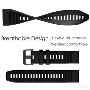 YOOSIDE Quick Easy Fit Watch Band for Garmin Fenix 6X Pro/Sapphire,26mm Soft Non-allergenic Silicone Sport Waterproof Wristband Strap for Garmin Fenix 5X/5X Plus,Fenix 3,Quatix 3,Tactix Bravo(Black)