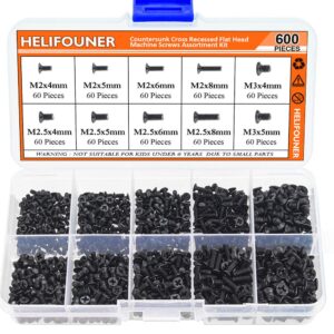 helifouner 600 pieces m2 m2.5 m3 phillips flat head screws, electronic repair screws for ssd, laptop notebook computer