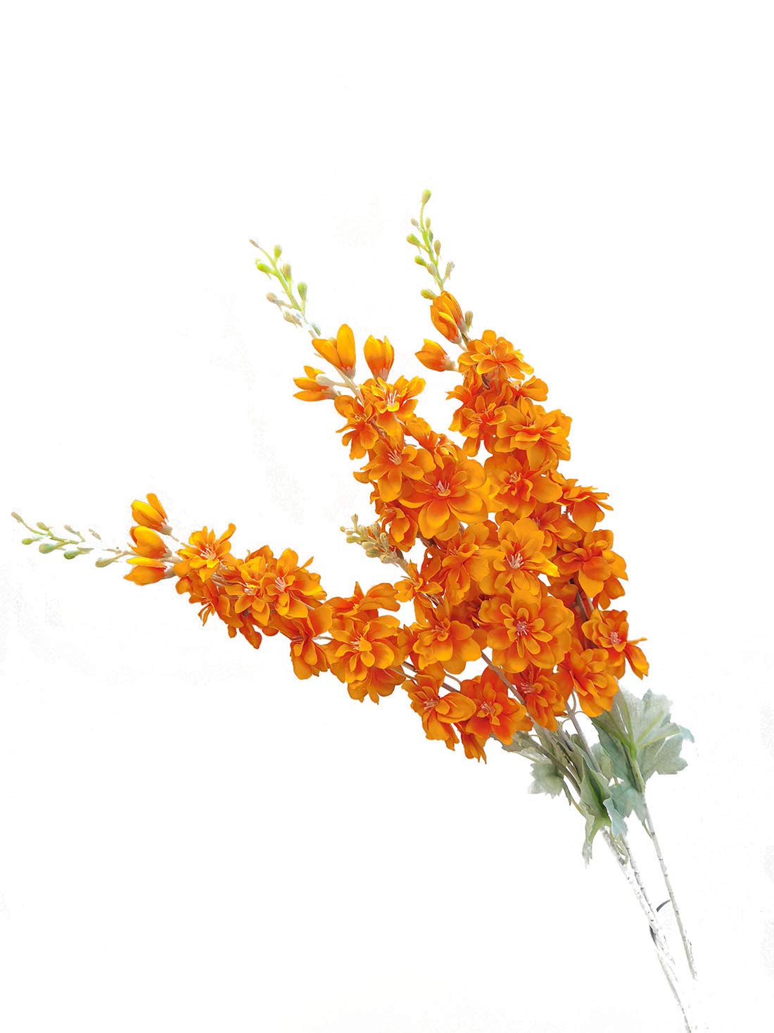 Suandsu 3pcs Artificial Delphinium Ajacis Flowers Fake Violet Silk Flower Table Kitchen Home Garden Party Wedding Decoration Orange