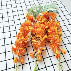 Suandsu 3pcs Artificial Delphinium Ajacis Flowers Fake Violet Silk Flower Table Kitchen Home Garden Party Wedding Decoration Orange