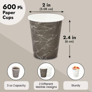 Juvale 3 oz Marble Small Paper Cups for Bathroom – 600 Pack Disposable Mouthwash Cups, Espresso Cups