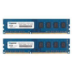 pc3-10600u 8gb kit (2x4gb) ddr3 10600 1333mhz pc3-10600 4gb 2rx8 240-pin dimm cl9 1.5v desktop ram memory module