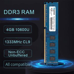 PC3-10600U 8GB Kit (2X4GB) DDR3 10600 1333MHz PC3-10600 4GB 2Rx8 240-pin Dimm CL9 1.5V Desktop RAM Memory Module