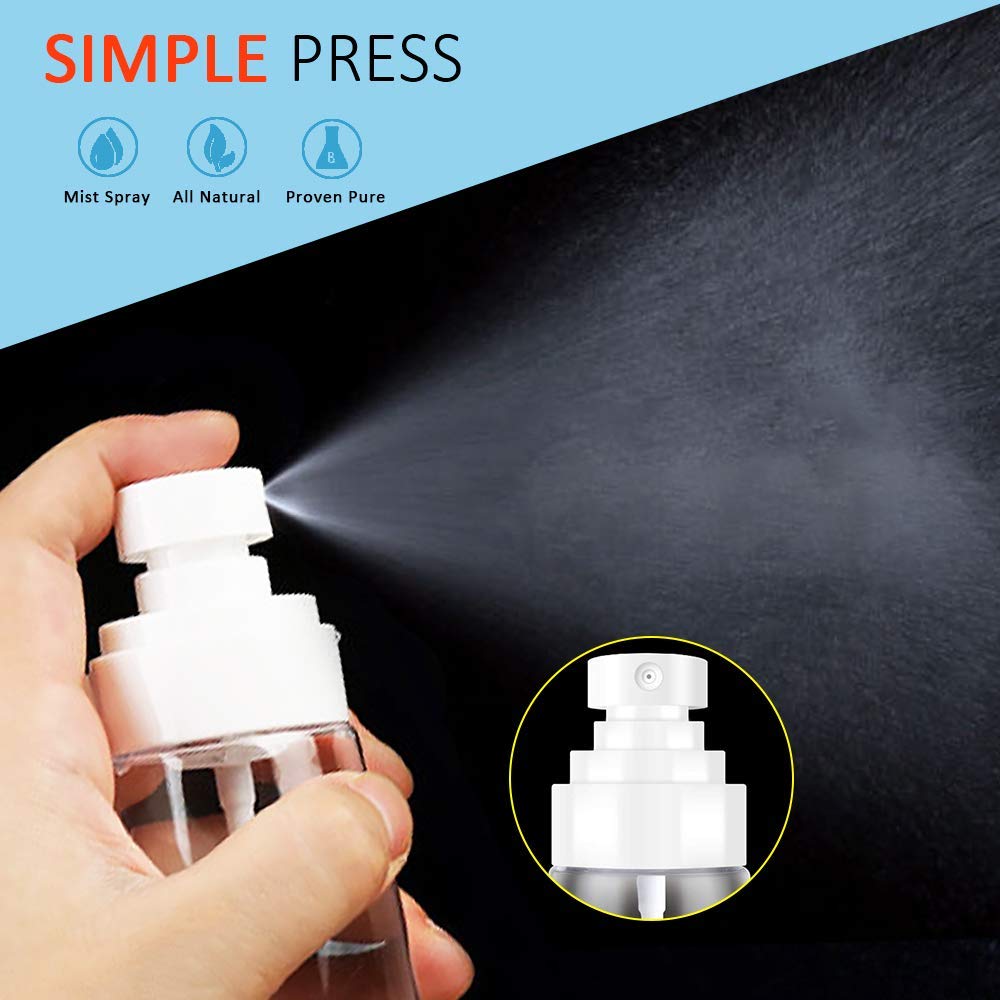 AMORIX 6PCS Spray Bottles Small 100ml 3.4 oz Empty Mini Travel Size Spray Bottle Fine Mist Hairspray Bottle for Essential Oils Refillable Travel Containers for Cosmetic, Perfume + Drawstring Bag