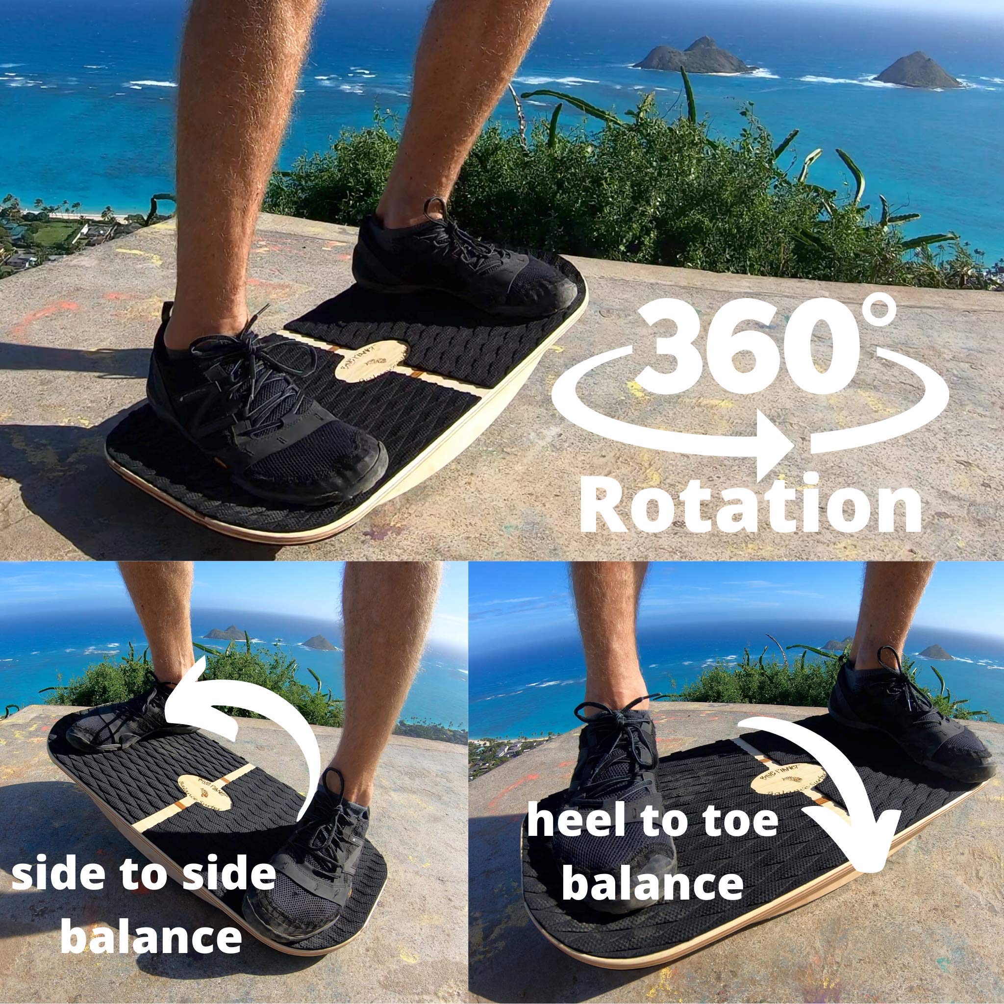 Blue Planet Balance Surfer | Bamboo Balance Board for Office, Standing Desks, Surfing, SUP, Yoga, Exercise! Includes 3 Balance Modules (EVA Foam)