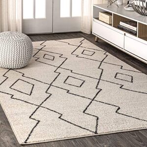 jonathan y moh202a-8 alia moroccan beni souk indoor farmhouse area-rug bohemian minimalistic geometric easy-cleaning bedroom kitchen living room non shedding, 8 x 10, cream,black