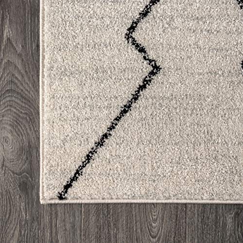 JONATHAN Y MOH202A-8 Alia Moroccan Beni Souk Indoor Farmhouse Area-Rug Bohemian Minimalistic Geometric Easy-Cleaning Bedroom Kitchen Living Room Non Shedding, 8 X 10, Cream,Black