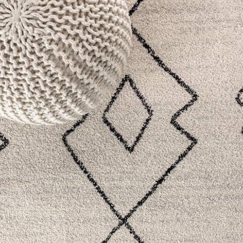 JONATHAN Y MOH202A-8 Alia Moroccan Beni Souk Indoor Farmhouse Area-Rug Bohemian Minimalistic Geometric Easy-Cleaning Bedroom Kitchen Living Room Non Shedding, 8 X 10, Cream,Black