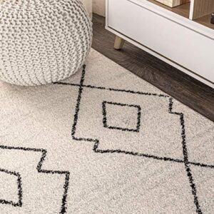 JONATHAN Y MOH202A-8 Alia Moroccan Beni Souk Indoor Farmhouse Area-Rug Bohemian Minimalistic Geometric Easy-Cleaning Bedroom Kitchen Living Room Non Shedding, 8 X 10, Cream,Black