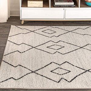 JONATHAN Y MOH202A-8 Alia Moroccan Beni Souk Indoor Farmhouse Area-Rug Bohemian Minimalistic Geometric Easy-Cleaning Bedroom Kitchen Living Room Non Shedding, 8 X 10, Cream,Black