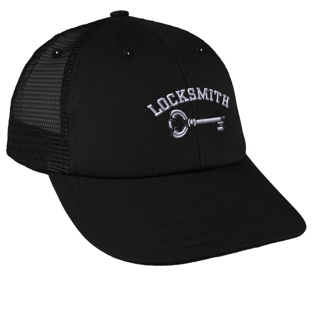 Speedy Pros Trucker Hat Baseball Cap Locksmith Embroidery Cotton Dad Hats for Men & Women Snapback Black