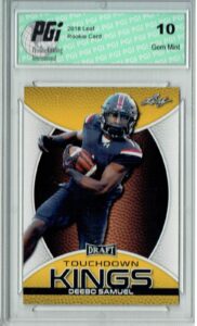 deebo samuel 2019 leaf draft #81 touchdown kings gold sp rookie card pgi 10 - unsigned college cards