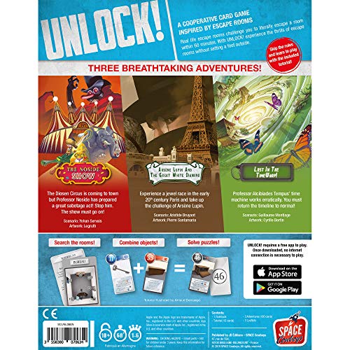 UNLOCK! Timeless Adventures Card Game | Escape Room Games for Adults and Kids | Mystery Games for Family Game Night | Ages 10 and up | 1-6 Players | Average Playtime 1 Hour | Made by Space Cowboys