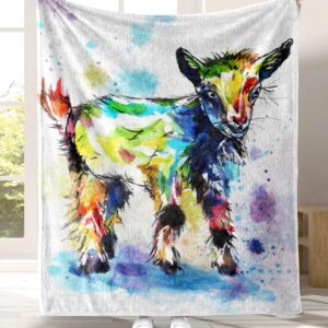 Carwayii Goat Blanket Goat Gifts for Girls Boys Kids Cute Blanket Throw Blanket Colorful Couch Sofa Blanket Flannel Goat Stuffed Animals Blanket for Goat Lover Birthday Gifts - 40''x50''