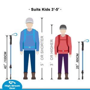 Kids Hiking Poles – Adjustable Telescopic Trekking Poles for Children – Includes: 2 Collapsible Walking Sticks for Hiking, Carrier Bag and Accessories All Designed for Boys and Girls (Blue)