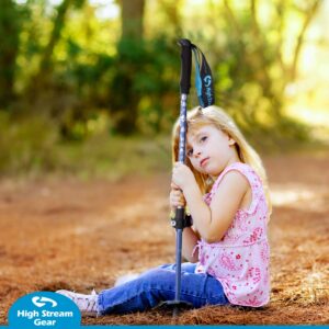 Kids Hiking Poles – Adjustable Telescopic Trekking Poles for Children – Includes: 2 Collapsible Walking Sticks for Hiking, Carrier Bag and Accessories All Designed for Boys and Girls (Blue)