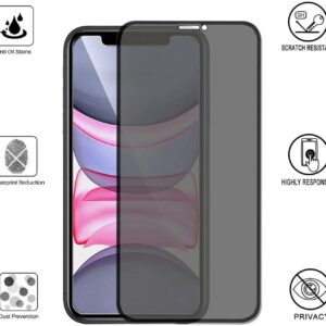 RoosterCo Privacy Screen Protector for iPhone 11/iPhone XR，Innovative Anti-Spy 2.5D Touch Full Cover 9H Tempered Glass [Bubble Free/Install easy] 6.1Inch, 2Pack