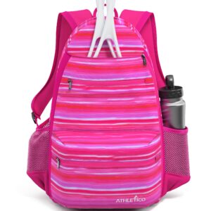 athletico city tennis bag - tennis backpack for men & women holds 2 tennis rackets and shoes - tennis bags with racquet holder for tennis, pickleball, squash & badminton - tennis bags for women (pink)