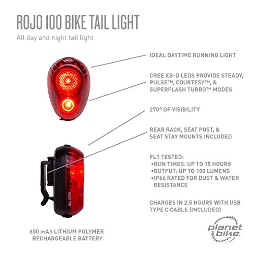 Planet Bike Rojo 100 USB Bike Tail Light