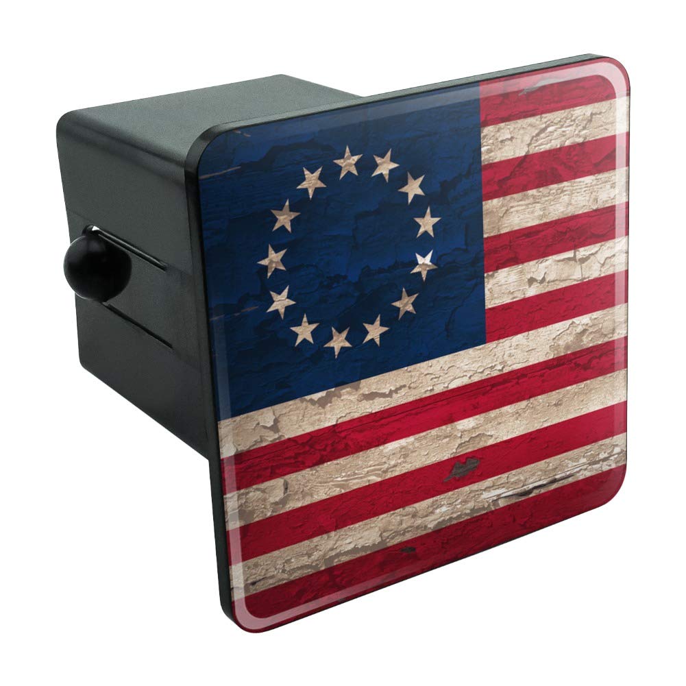 Rustic Betsy Ross 1776 Distressed American Flag Tow Trailer Hitch Cover Plug Insert