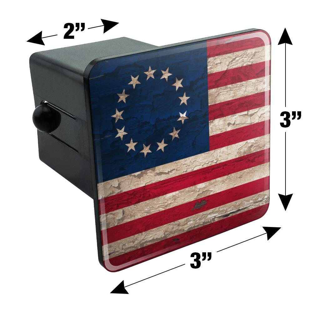 Rustic Betsy Ross 1776 Distressed American Flag Tow Trailer Hitch Cover Plug Insert