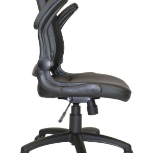 OFFICE FACTOR Ergonomic Office Chair Mesh Back Faux Leather Seat, Computer Chair with Padded Flip-Up Arms Lumbar Support Executive Chair for Home Office (Black Chair)