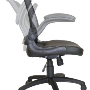 OFFICE FACTOR Ergonomic Office Chair Mesh Back Faux Leather Seat, Computer Chair with Padded Flip-Up Arms Lumbar Support Executive Chair for Home Office (Black Chair)