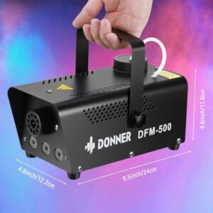 Donner Fog Machine with 13 Colors, 500W and 2000CFM Party Smoke Machine with RGB LED Light, Indicate Light Automatic Control with 2 Wireless Remote Controls for Halloween Festival Wedding