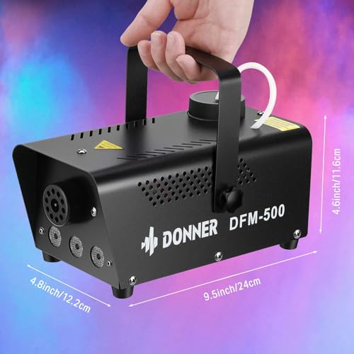 Donner Fog Machine with 13 Colors, 500W and 2000CFM Party Smoke Machine with RGB LED Light, Indicate Light Automatic Control with 2 Wireless Remote Controls for Halloween Festival Wedding