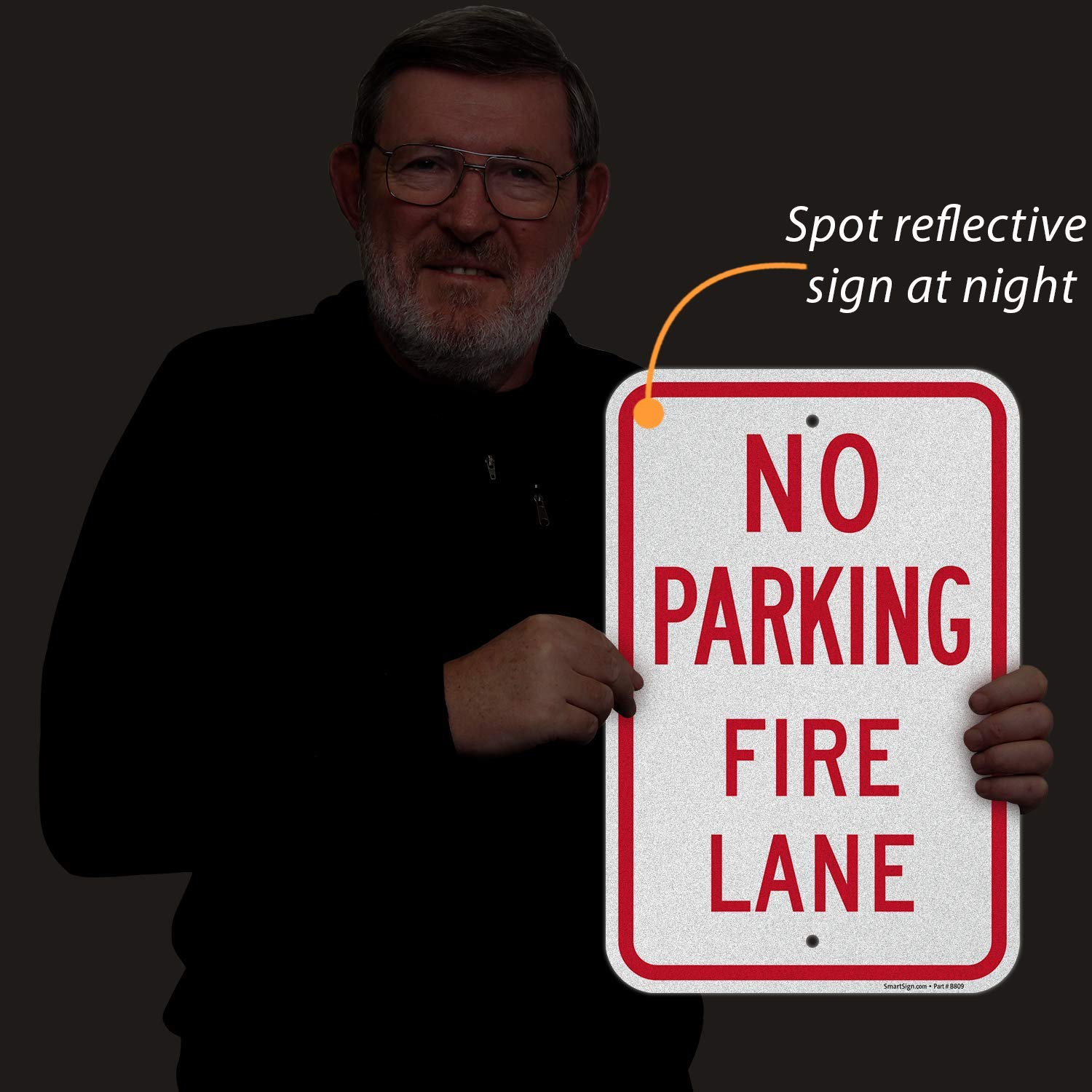 SmartSign No Parking - Fire Lane Sign | 12 x 18 Inches Engineer Grade Reflective ACM, Laminated for Protection, Rust-Free