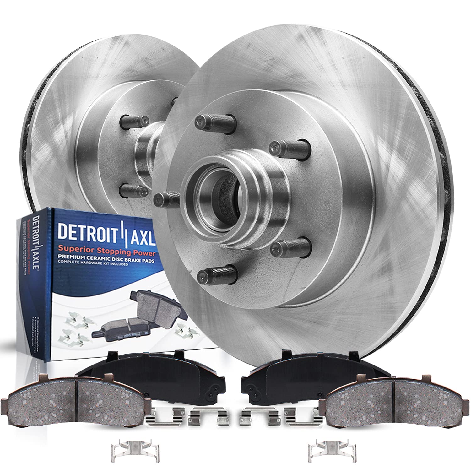 Detroit Axle - Front Brake Kit for 2WD 00-03 Ford F-150, 02 Lincoln Blackwood Replacement 2000 2001 2002 2003 Disc Brake Rotors Ceramic Brakes Pads 5 Lugs