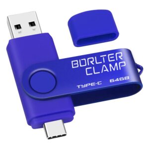 64gb usb type-c flash drive, borlterclamp usb c 3.0 jump drive memory stick dual port for android smartphones samsung galaxy s10/s9/s8/note 9, lg, huawei, tablets & computer (blue)