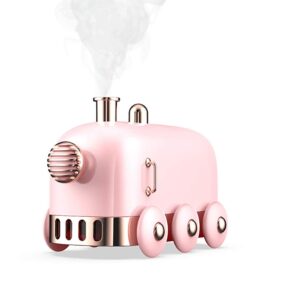 portable mini humidifier, 300ml cute train small humidifier, cool mist diffuser for desktop / office / bedroom, ultra quiet, led light function, usb charge, auto shut off