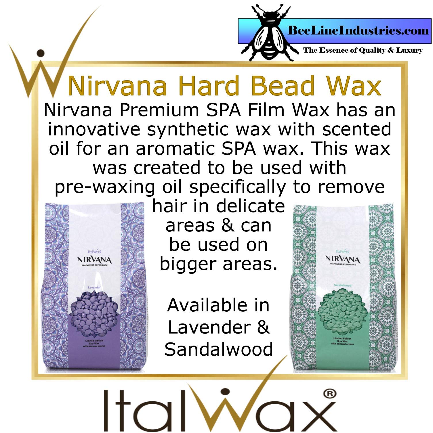 ItalWax Lavender Nirvana Premium SPA - Hard Stripless Wax Beads 2.2 lbs. - 1 kg.