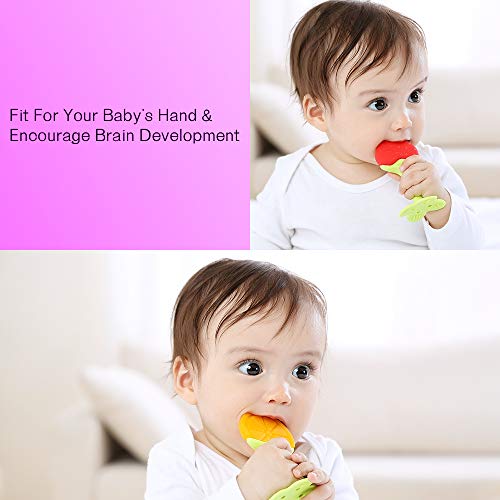 Teething Mittens for Baby (2 Pack) with Baby Teething Toys (3 Pack), Self Soothing Pain Relief Mitt, Silicone Baby Teethers, BPA-Free, Natural Organic Freezer Safe for Infants and Toddlers