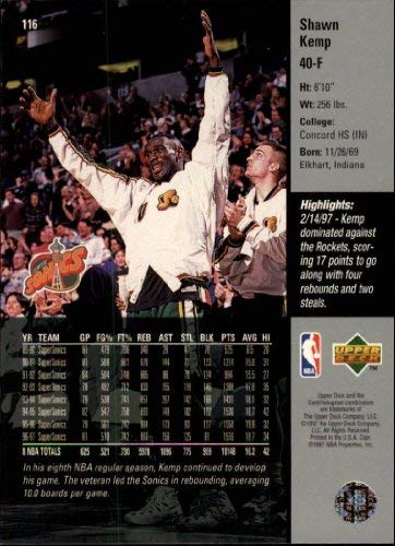 1997-98 Upper Deck #116 Shawn Kemp NBA Basketball Trading Card