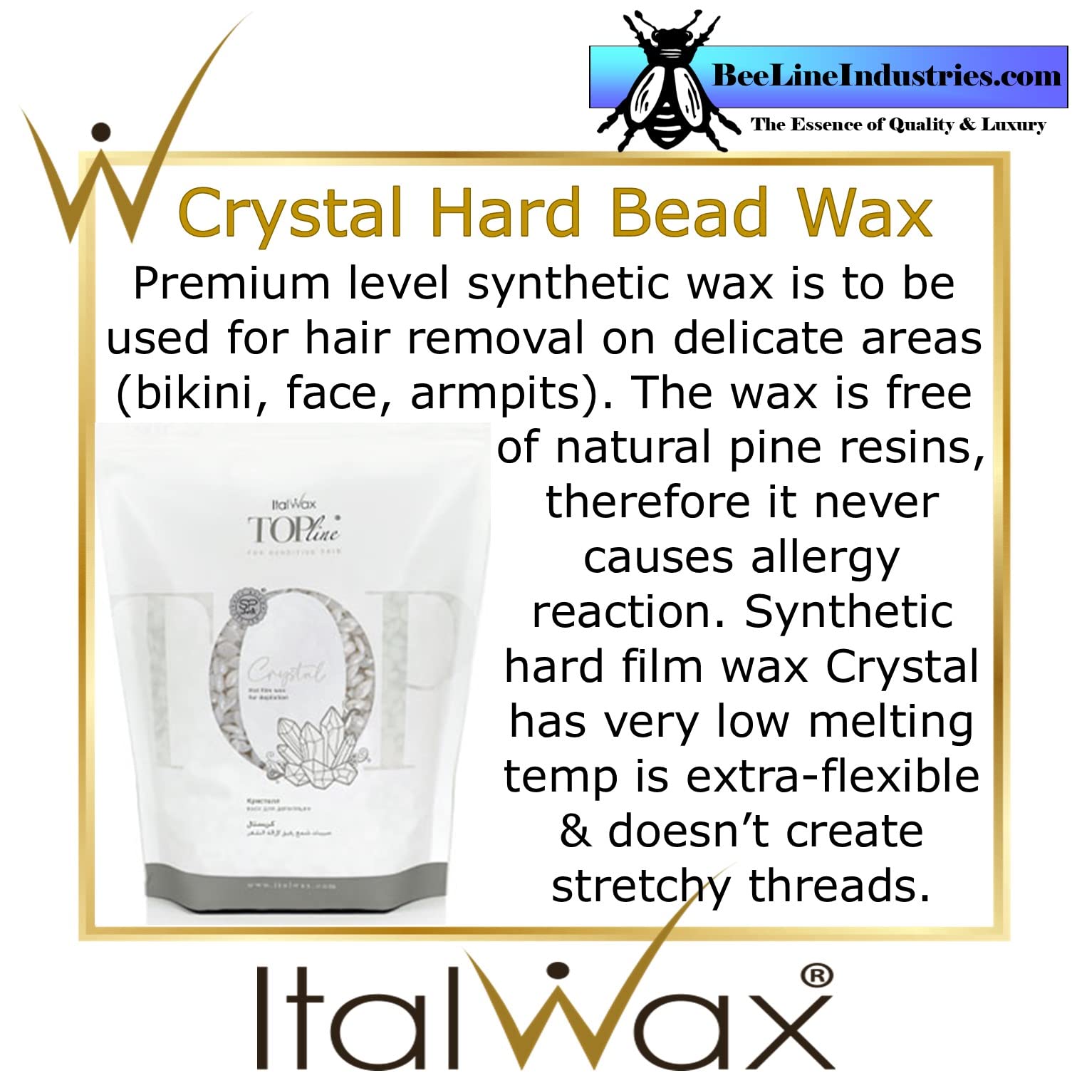 ItalWax Crystal - Hard Stripless Wax Beads 1.65 lbs Bag