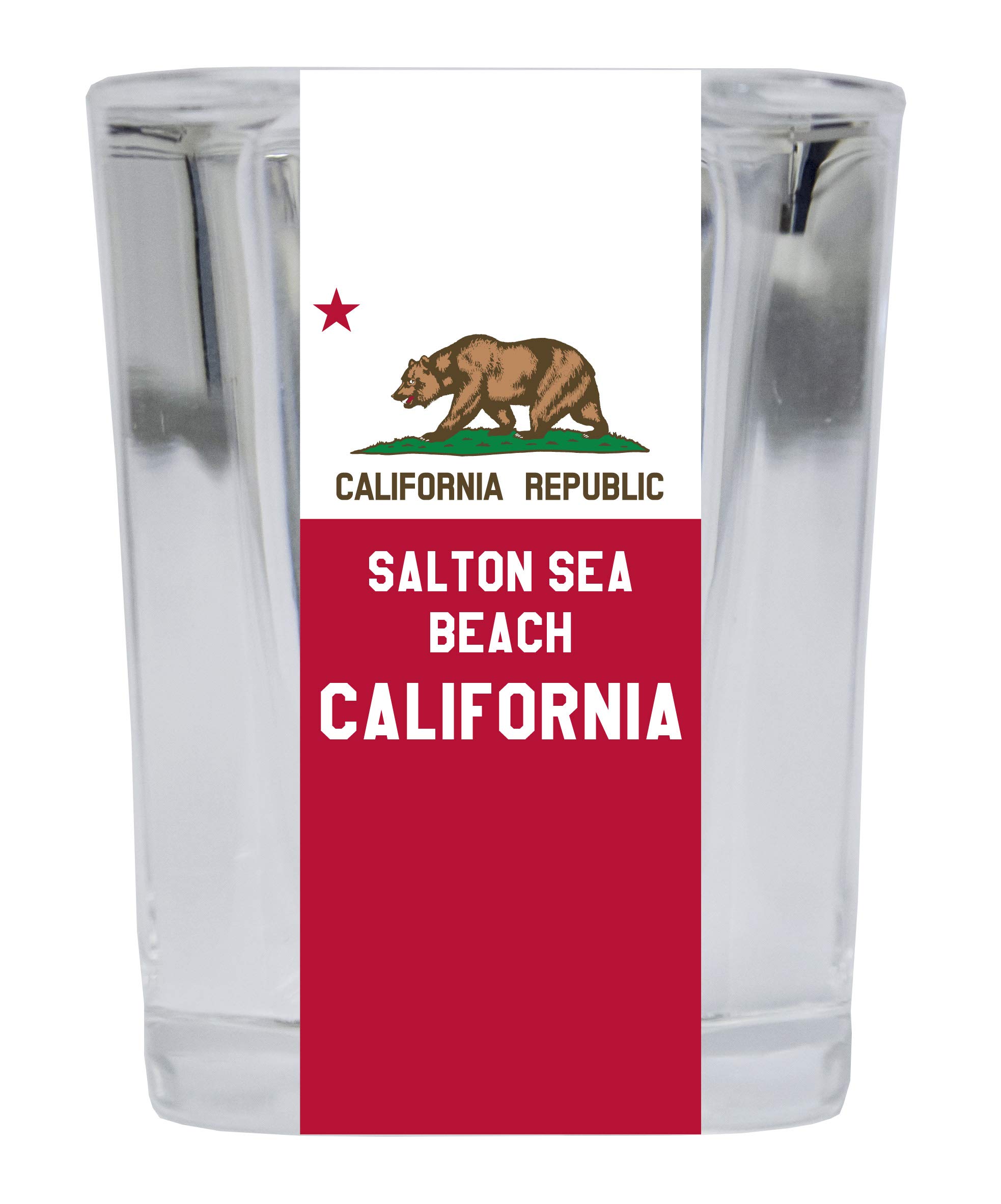 R and R Imports Salton Sea Beach California Souvenir 2 Ounce Square Shot Glass 4 Pack