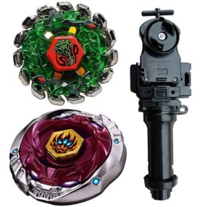 WXL-US Metal Fusion L-Drago BB-108 F:S Metal 4D High Performance Generic Battling Tops and Poison Serpent SW145SD Metal 4D High Performance BB-69 Toys with Black String Launcher+Grip Set