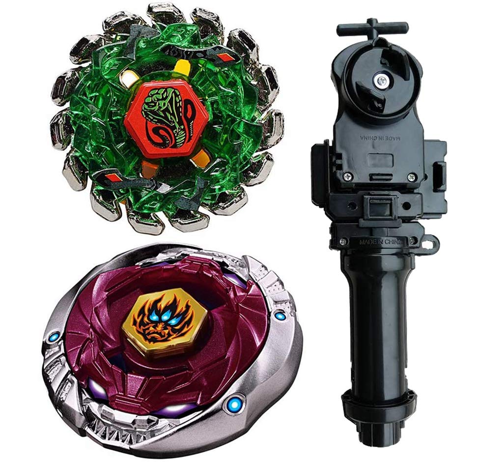 WXL-US Metal Fusion L-Drago BB-108 F:S Metal 4D High Performance Generic Battling Tops and Poison Serpent SW145SD Metal 4D High Performance BB-69 Toys with Black String Launcher+Grip Set