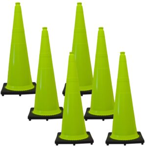 mr. chain's jbc revolution series 36-inch traffic cones, safety green, pack of 6 (98014-6a)