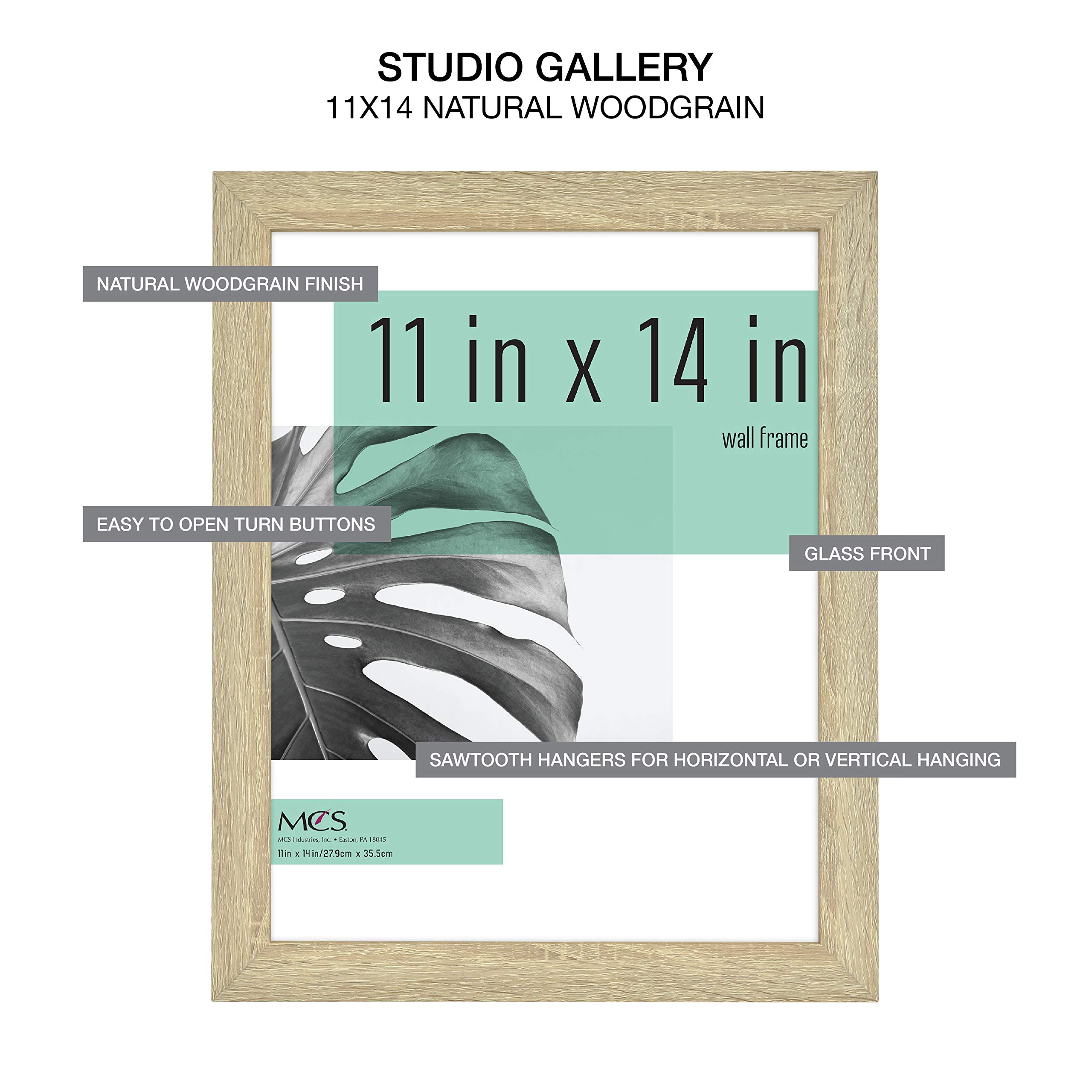 MCS Studio Gallery 11x14 Picture Frame Natural Woodgrain, Rectangle Photo Frame for Photos, Posters & Art Prints (1-Pack)